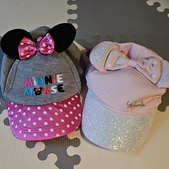 Disney | Accessories | Disney Minnie Mouse Kids Caps Pink And Gray Set ...